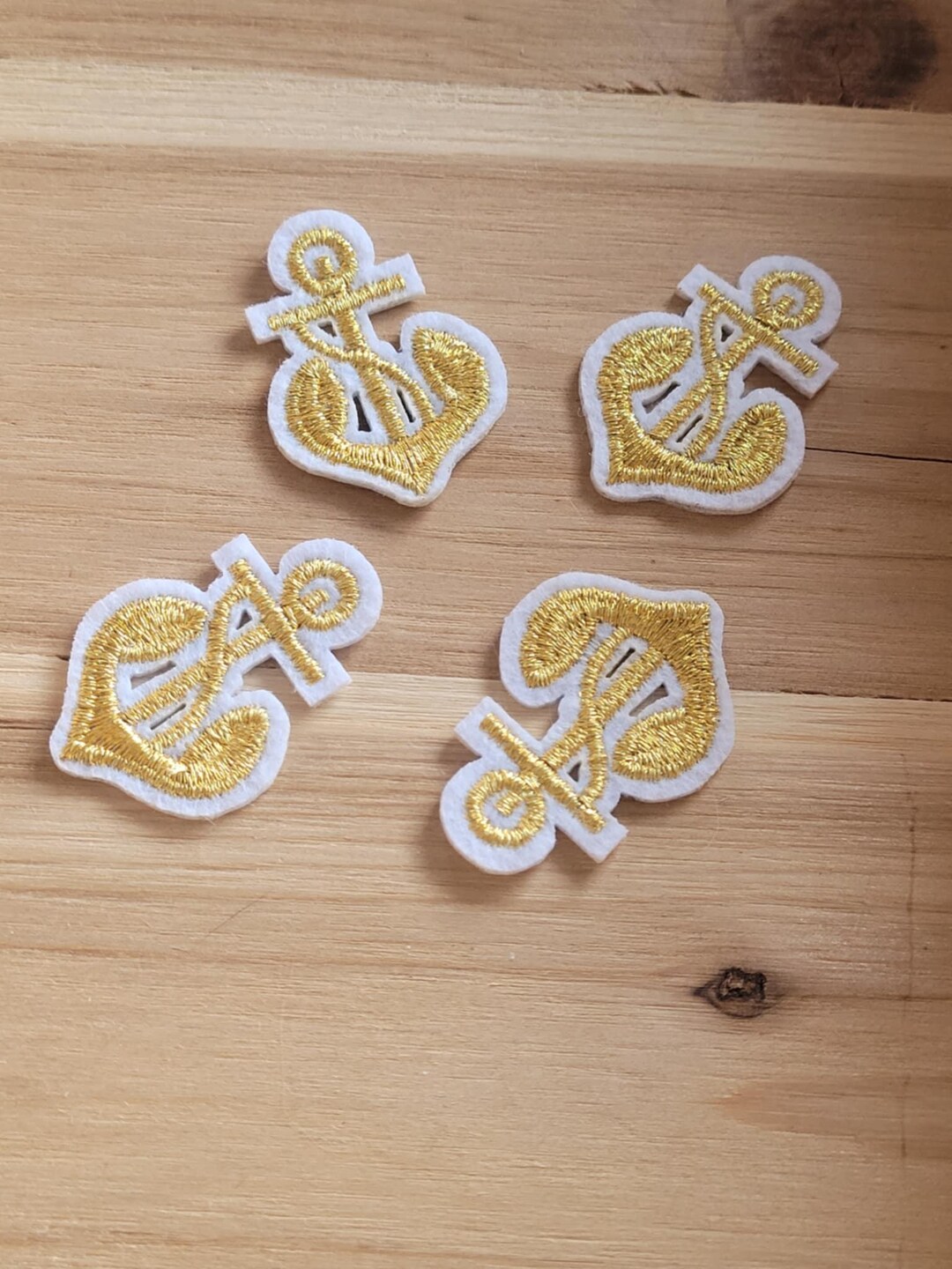 4 Pack Iron On/sew on Gold Anchor Patches - Etsy