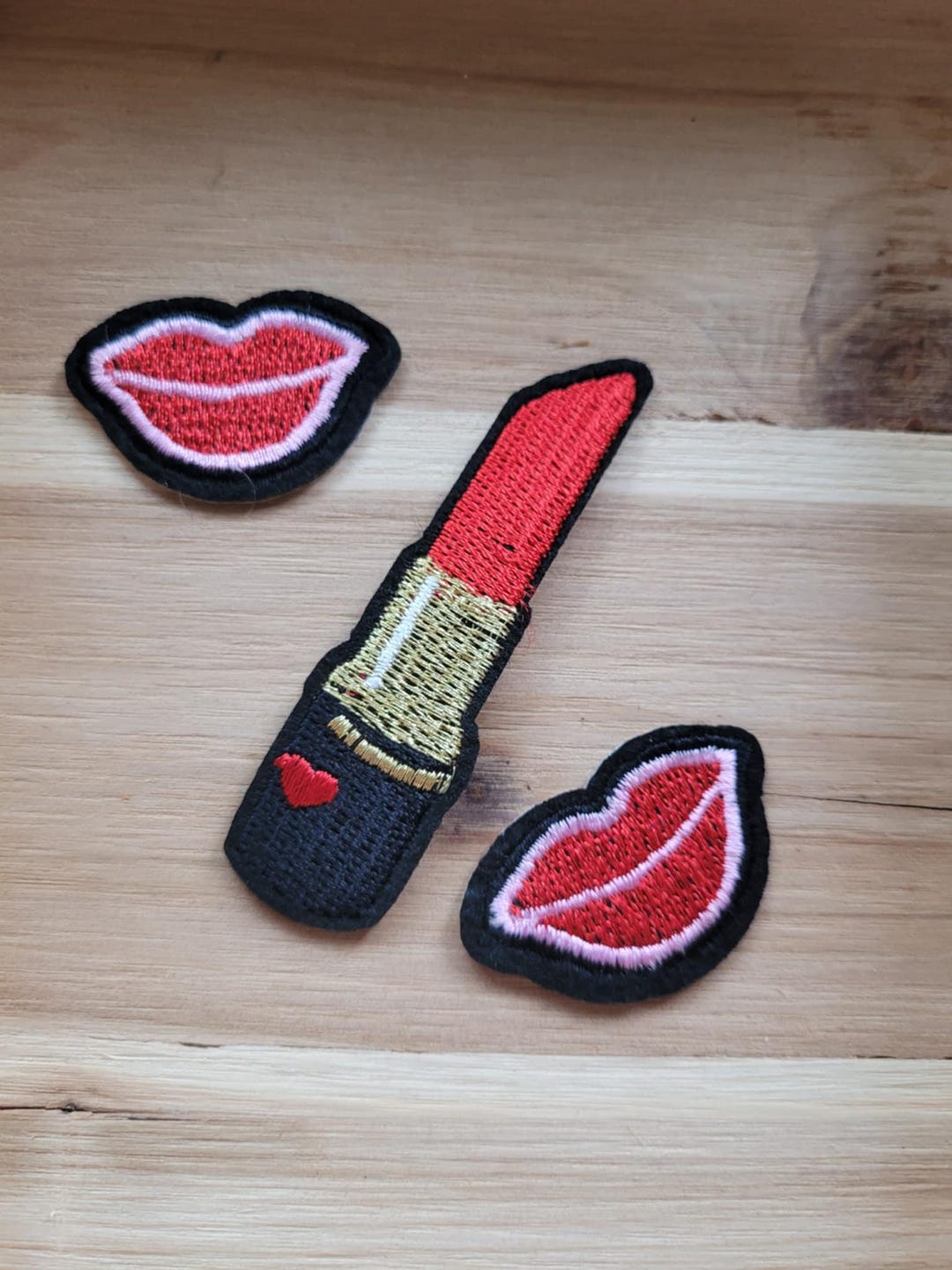 3 Pack Iron On/sew on Lipstick & 2 Lip Patches - Etsy