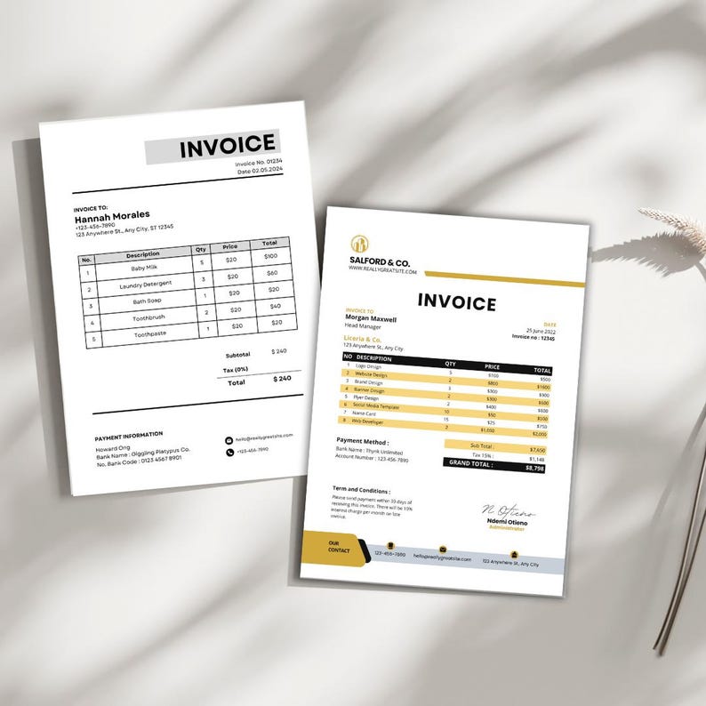 Invoice | Editable Invoice Template | Minimal & Professional Invoice ...