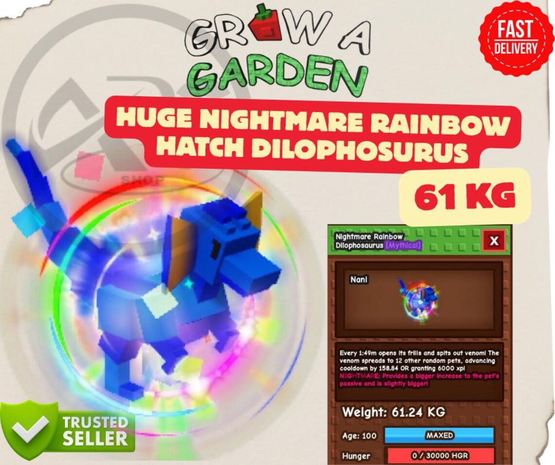 Roblox-grow a Garden-gag-pets_huge NIGHTMARE Rainbow Hatch ...