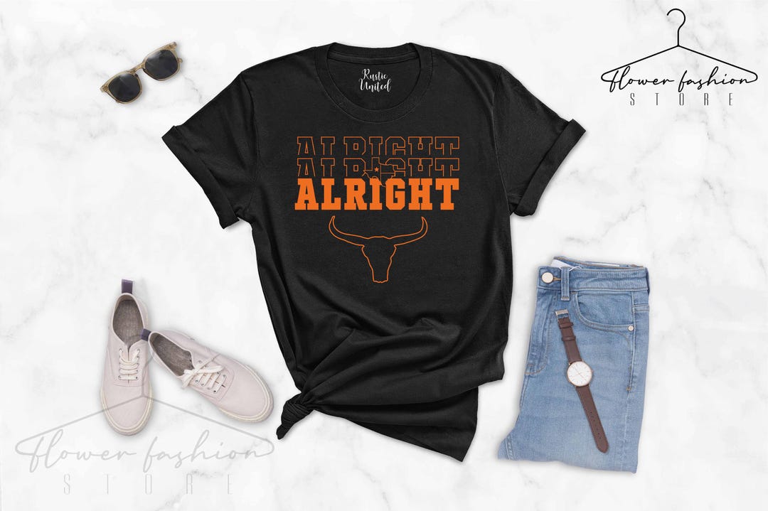 Retro Texas Alright Alright Alright Cowboy Western Longhorn Graphic T ...