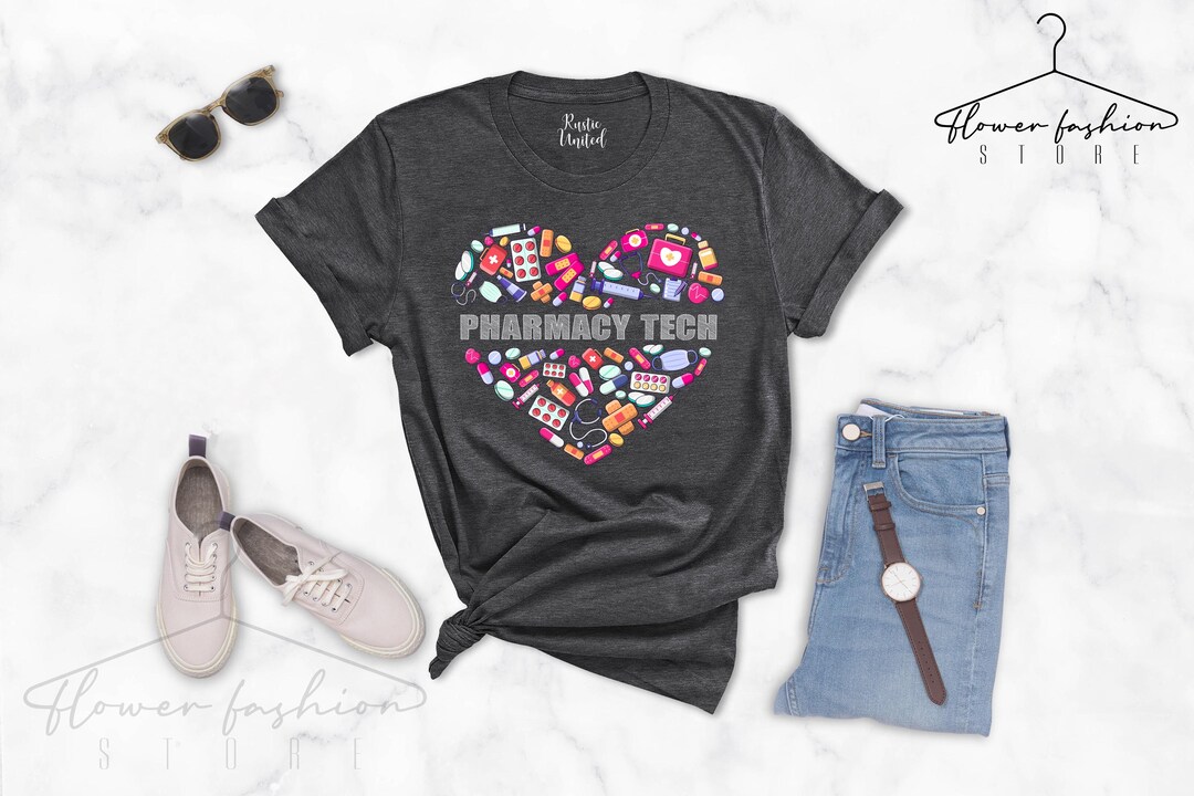 Pharmacy Tech Heart Graphic T-shirt, Medical Supplies Tee - Etsy