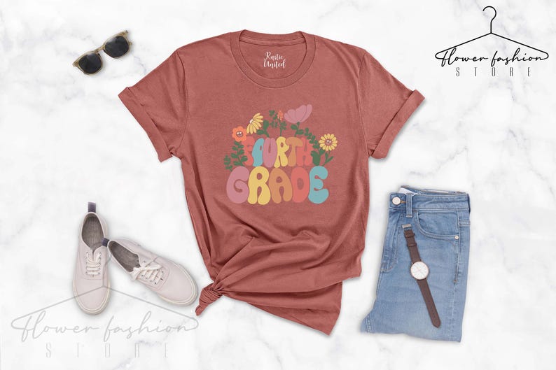 Retro Fourth Grade Teacher Shirt, Floral Back to School Tee - Etsy