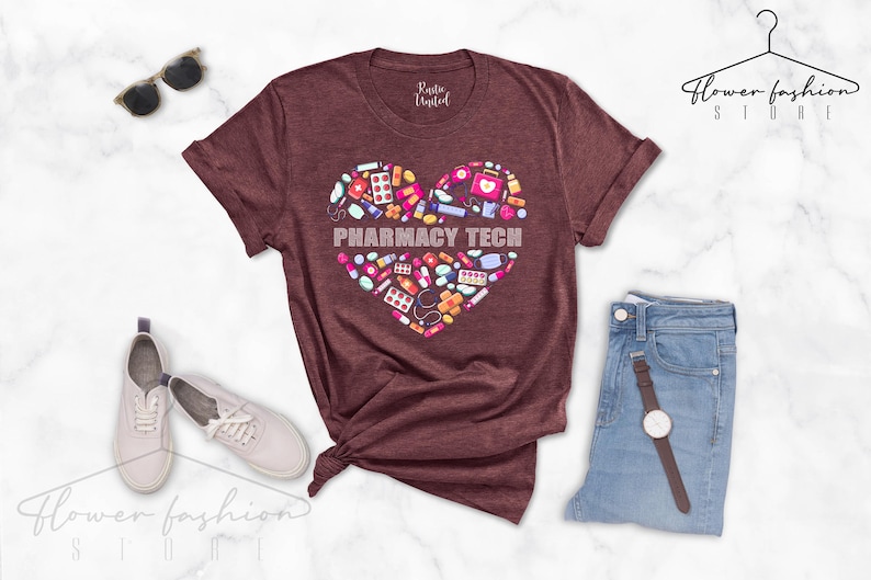 Pharmacy Tech Heart Graphic T-shirt, Medical Supplies Tee - Etsy