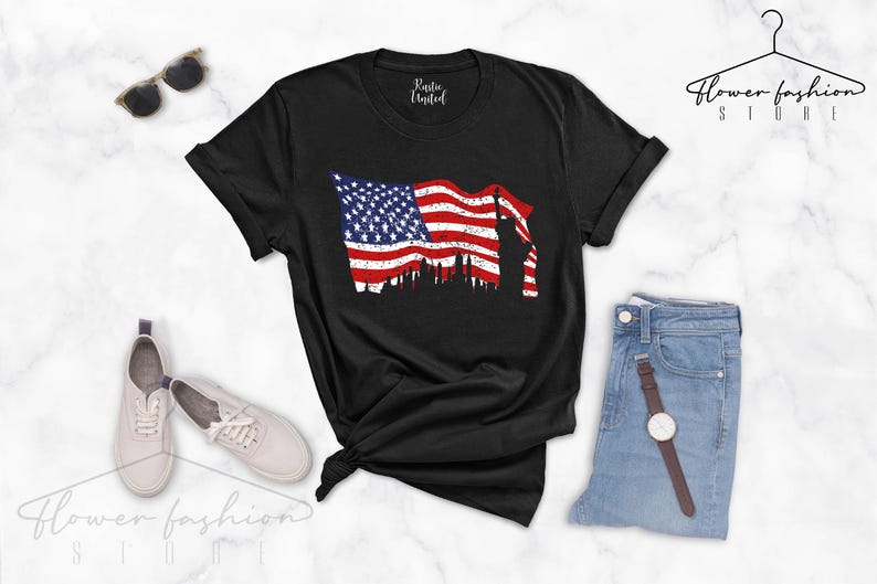 American Flag Statue of Liberty Tee, Patriotic Shirt - Etsy