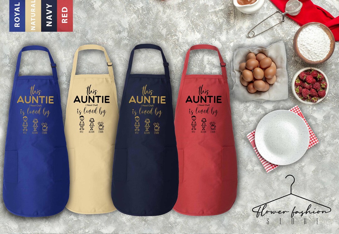 Personalized Auntie Apron Gift, Cute Apron for Women, Custom Kitchen ...