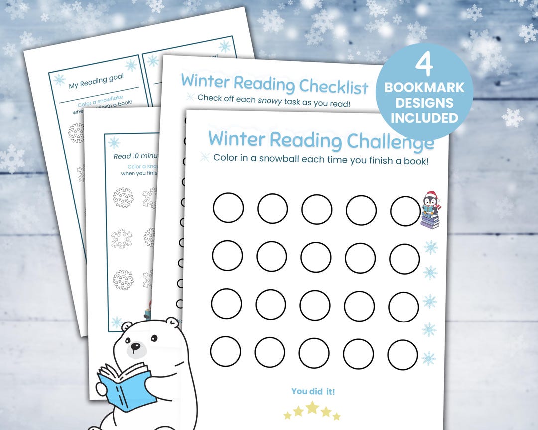 Winter Reading Challenge Printable, Kids Reading Log, Reading Tracker ...