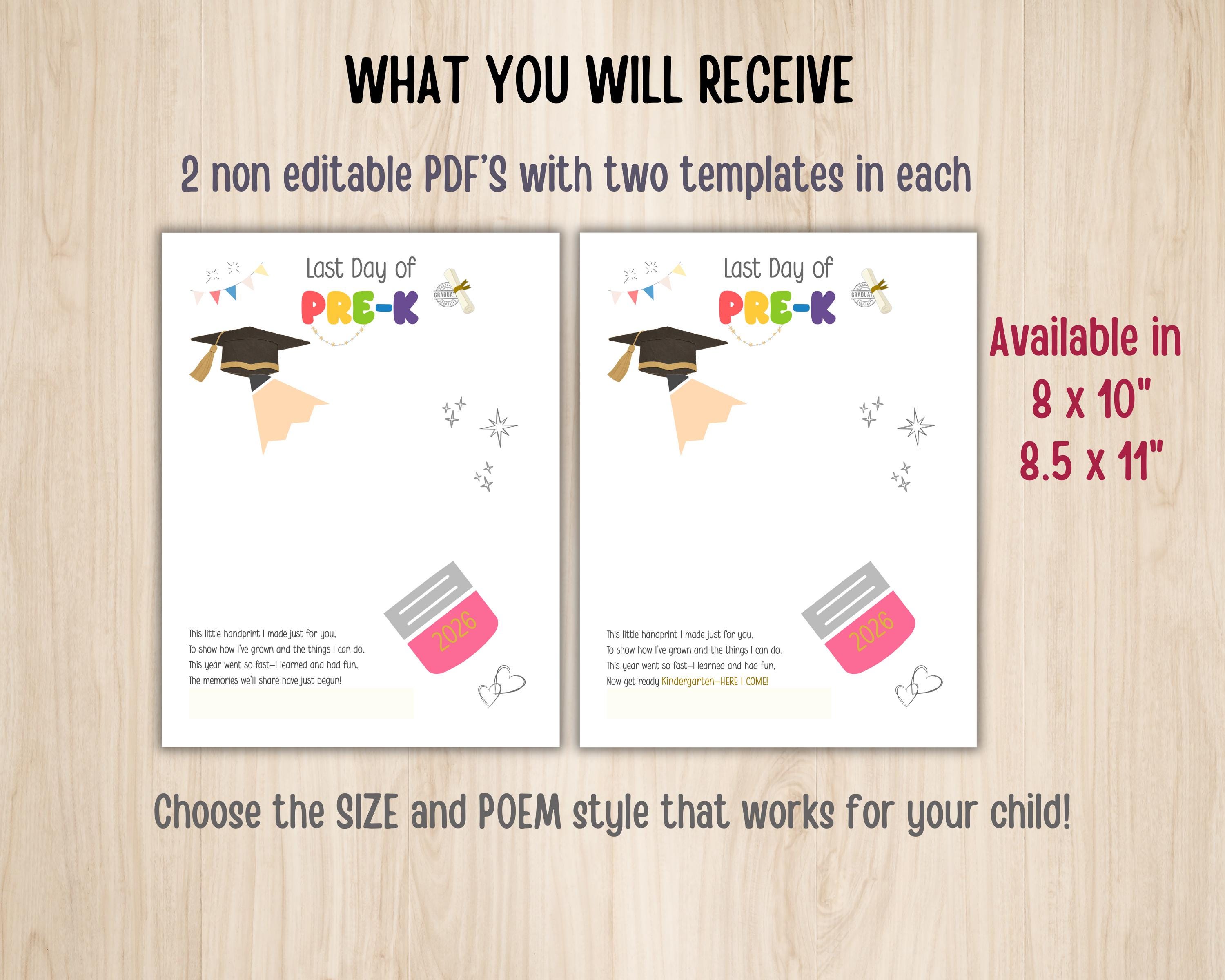Last Day of Pre-k Handprint Craft, Prek Graduation Keepsake, End of ...