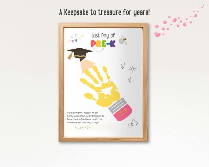 Last Day of Pre-k Handprint Craft, Prek Graduation Keepsake, End of ...