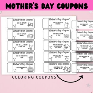 Mother's Day Activity Book, Printable Coupons, Coloring Coupons for Mom ...