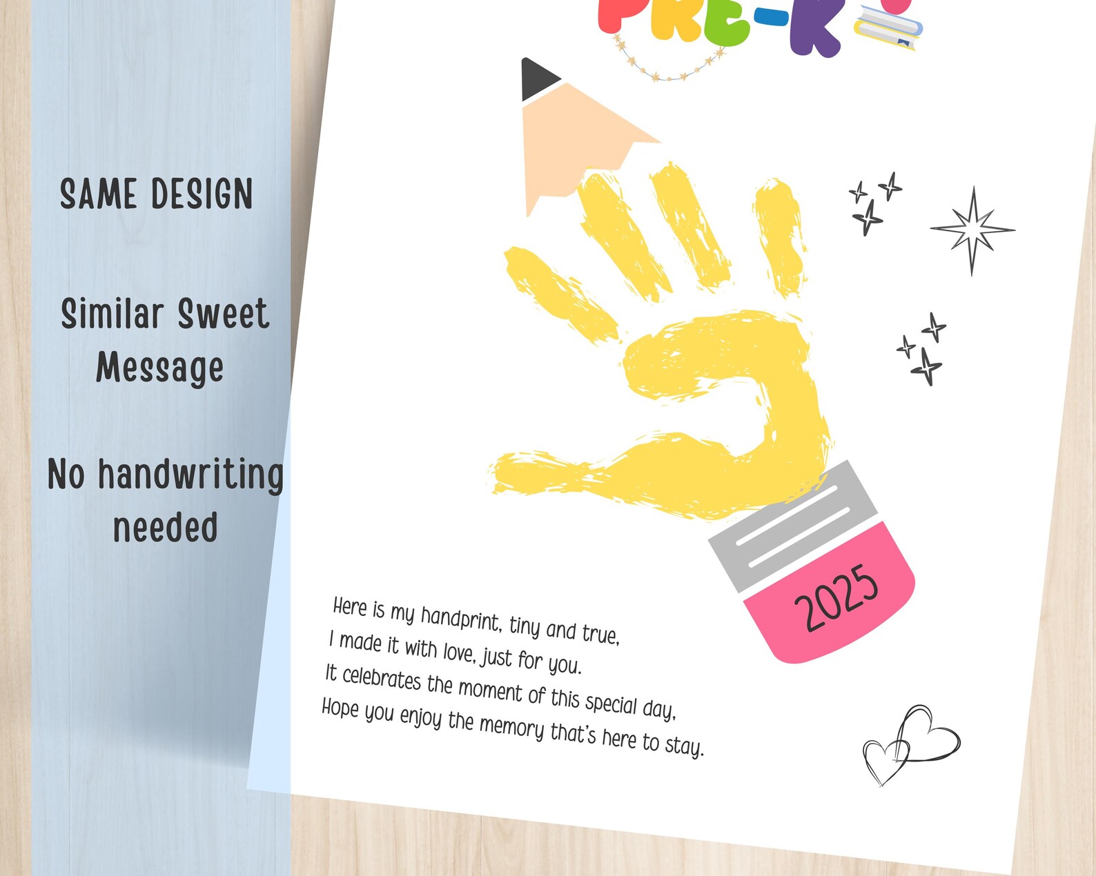 First Day of Pre-k Handprint Art Keepsake, Back to School Poem ...