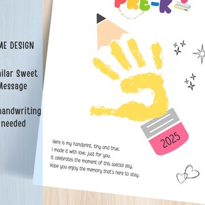 First Day of Pre-k Handprint Art Keepsake, Back to School Poem ...