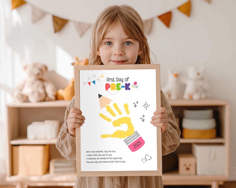 First Day of Pre-k Handprint Art Keepsake, Back to School Poem ...