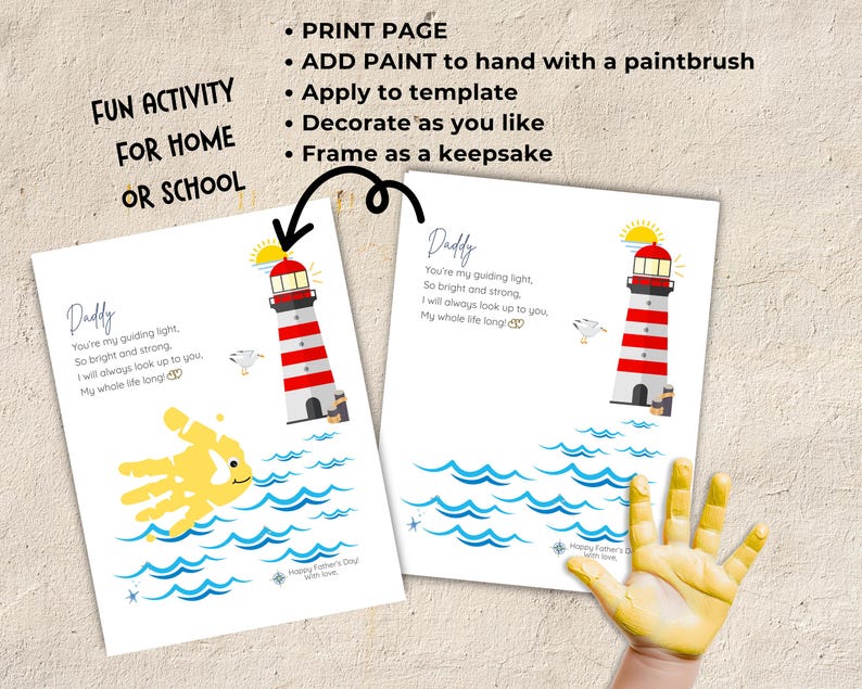 Father's Day Handprint Craft, Father's Day Poem, Gift for Papa, Daddy ...