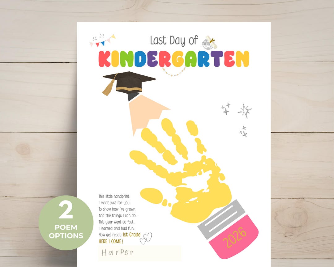 Last Day of Kindergarten Handprint Craft Printable, End of Year ...