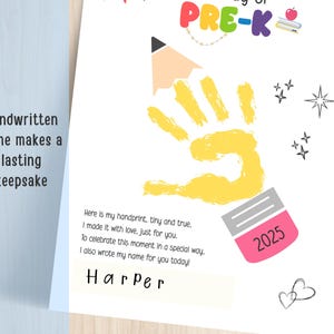 First Day of Pre-k Handprint Art Keepsake, Back to School Poem ...