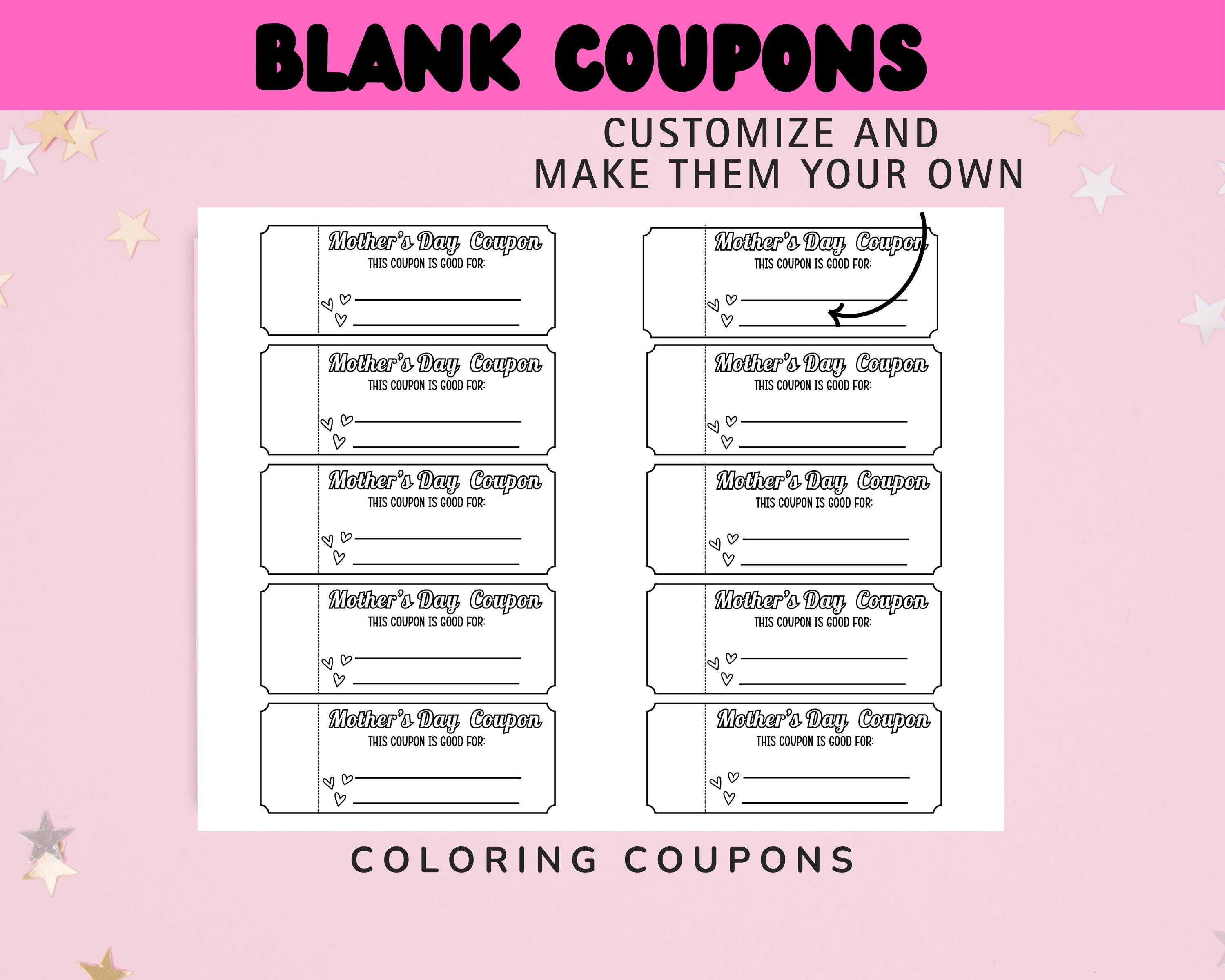 Mother's Day Activity Book, Printable Coupons, Coloring Coupons for Mom ...