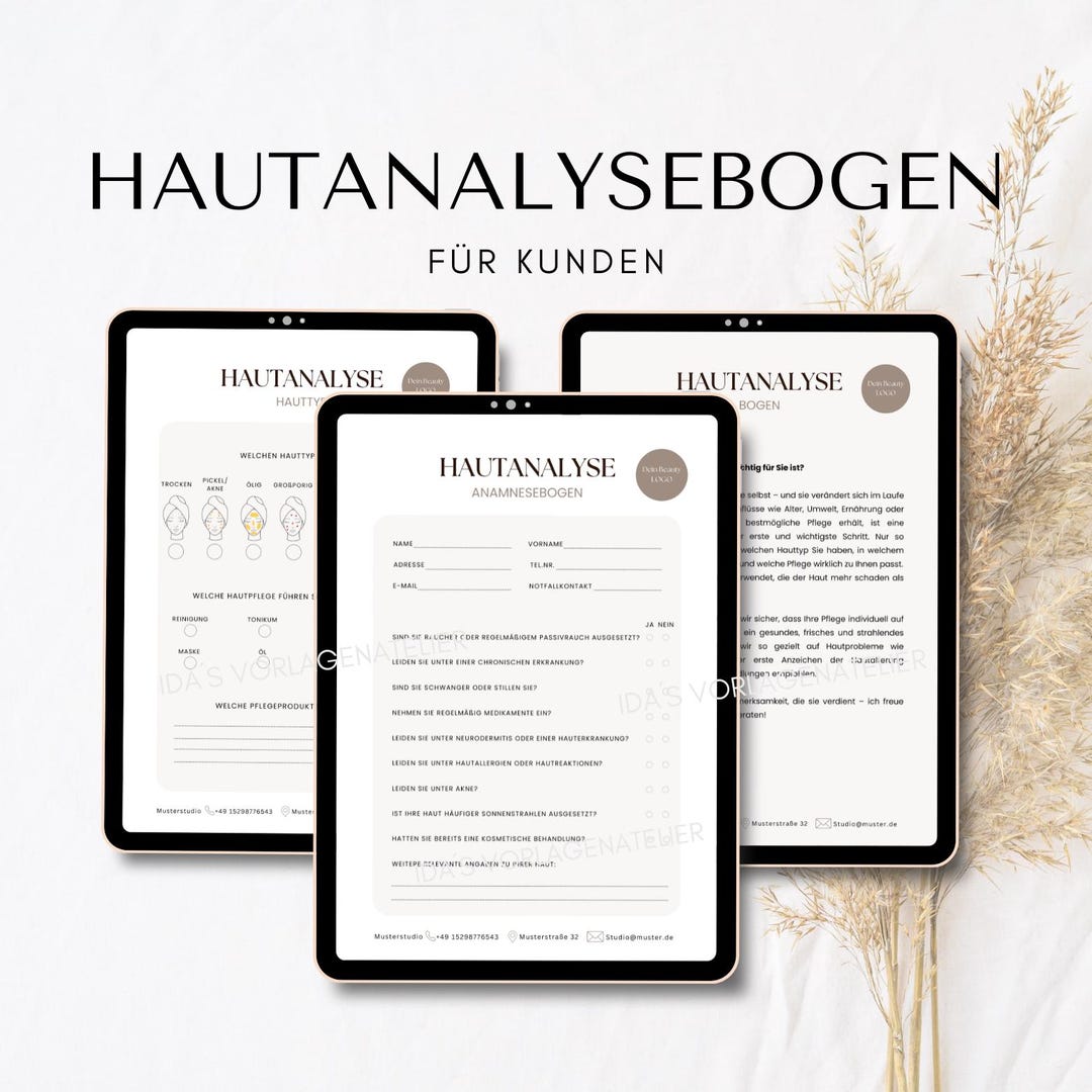 Skin Analysis Form, Digital Template, Beauty, Cosmetic Template, Skin ...