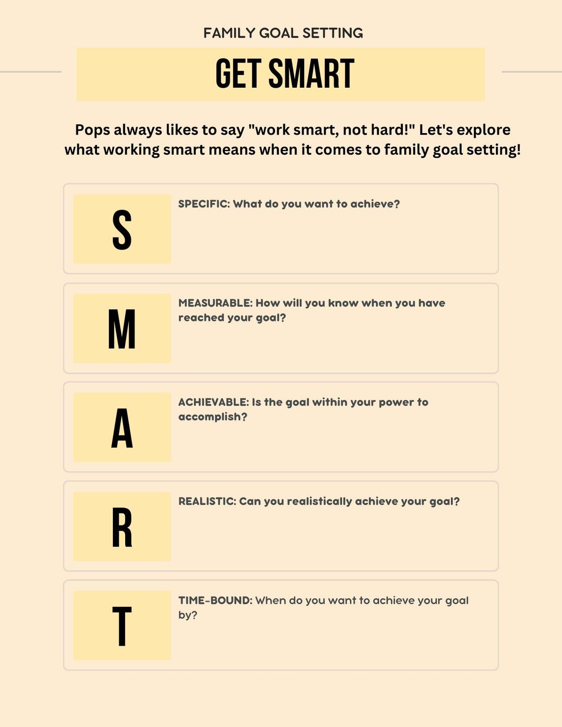 Family Goal Setting Workbook SMART Goals for Kids & Parents Printable ...