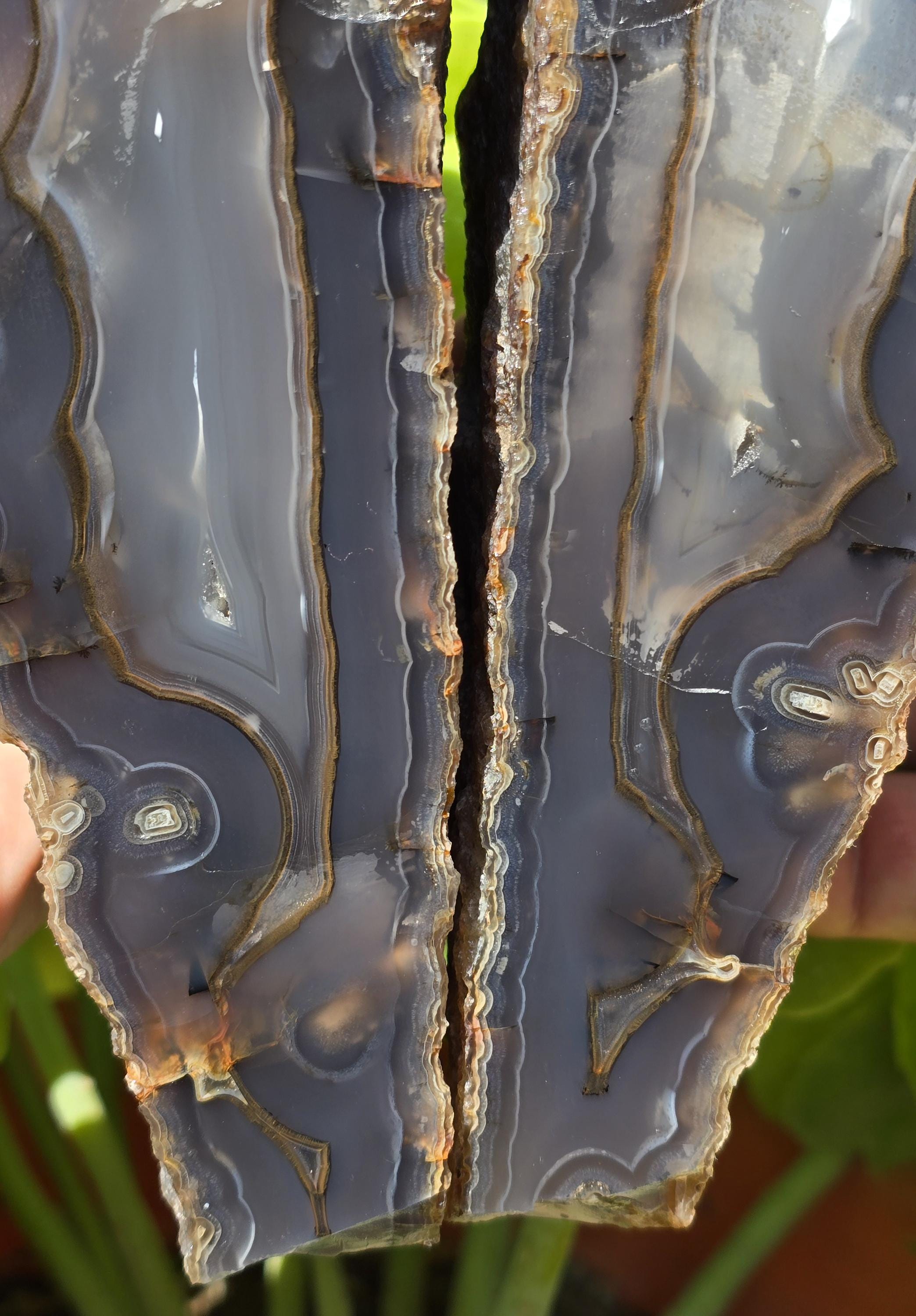 XL Turkish Stick and Banded Agate, Blue and Red Banded Agate, Cut and ...