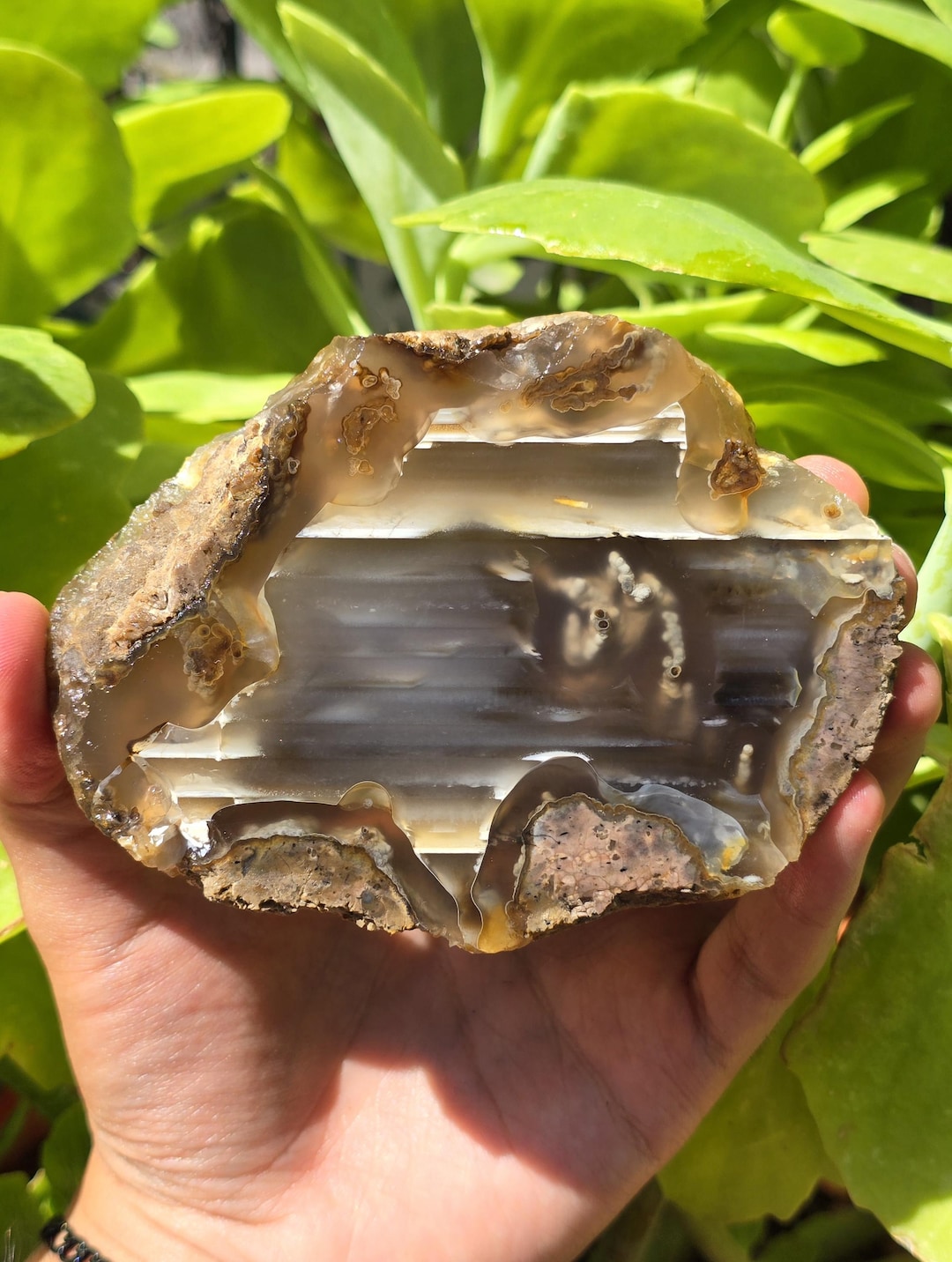 Ocean View Stone Slice, Waterline Agate Slab, Agate Slab, Polished ...