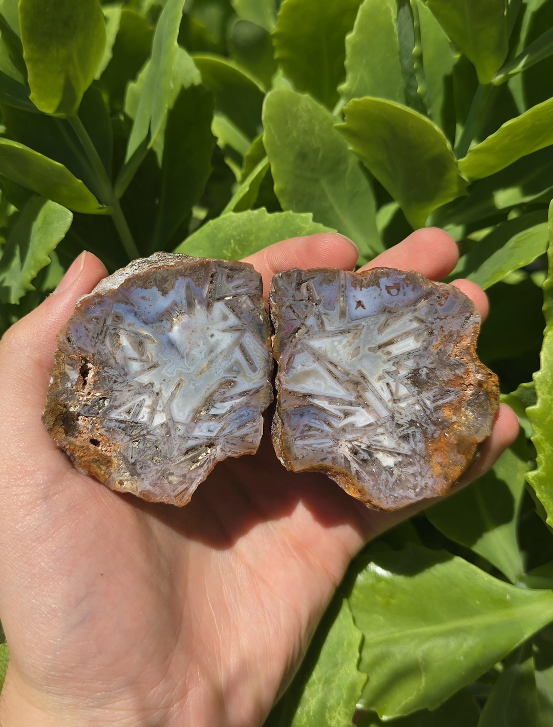 Polyhedroid and Geometric and 3D Turkish Stick Agate Pair, Blue Banded ...