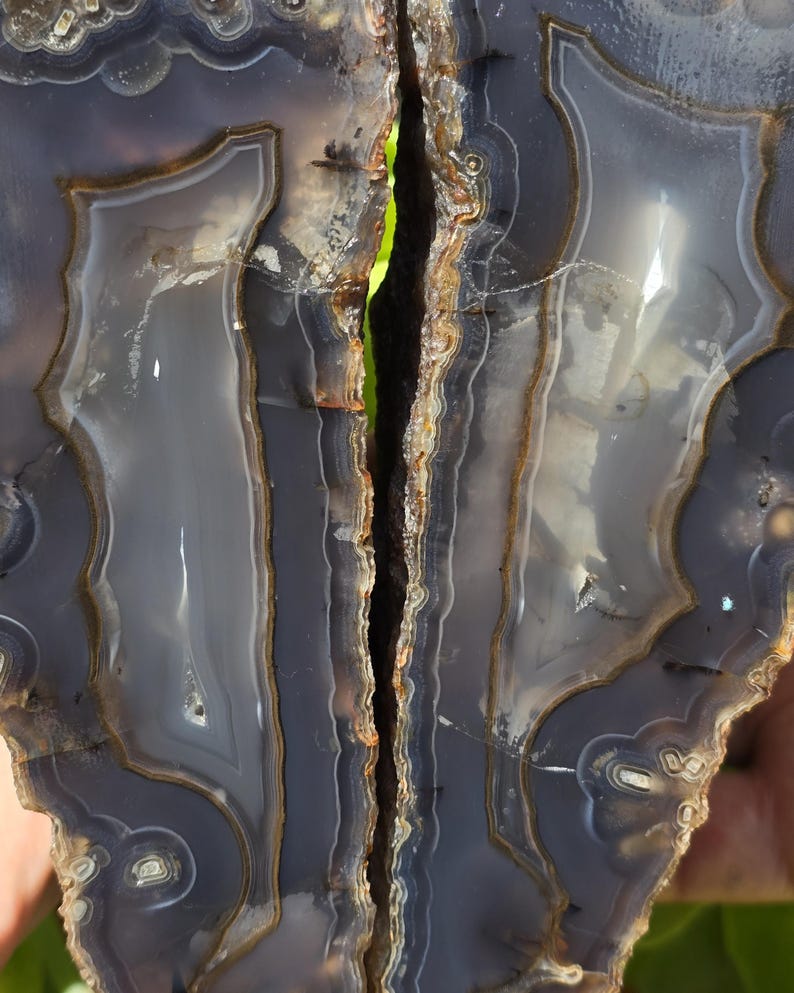 XL Turkish Stick and Banded Agate, Blue and Red Banded Agate, Cut and ...