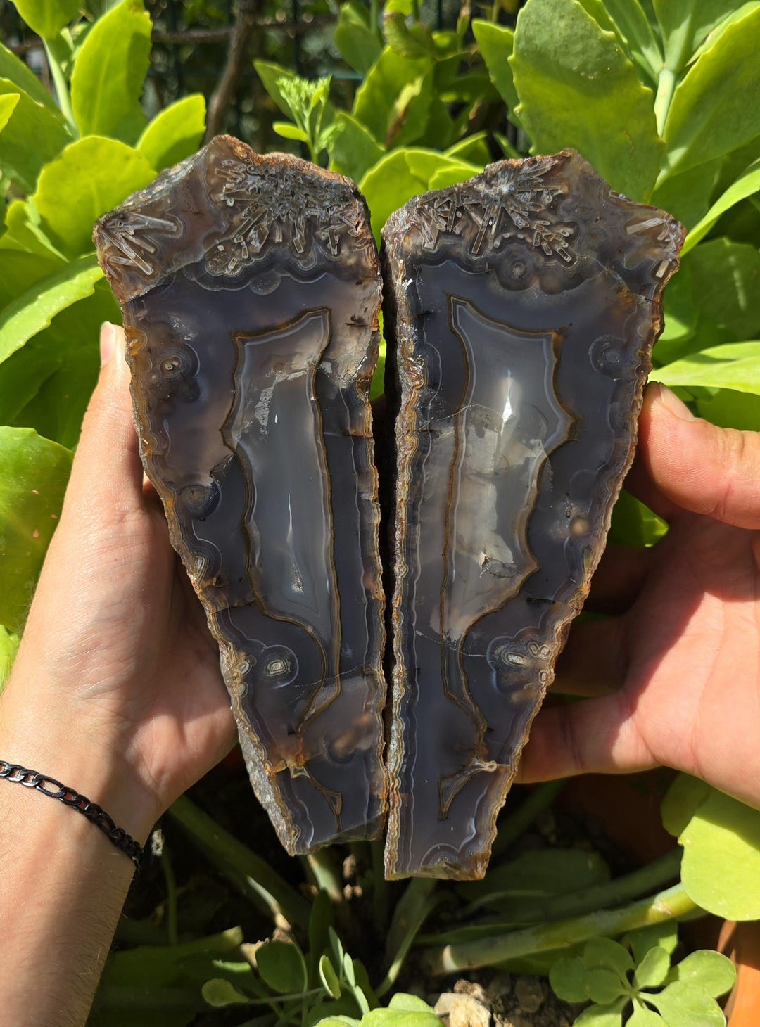 XL Turkish Stick and Banded Agate, Blue and Red Banded Agate, Cut and ...