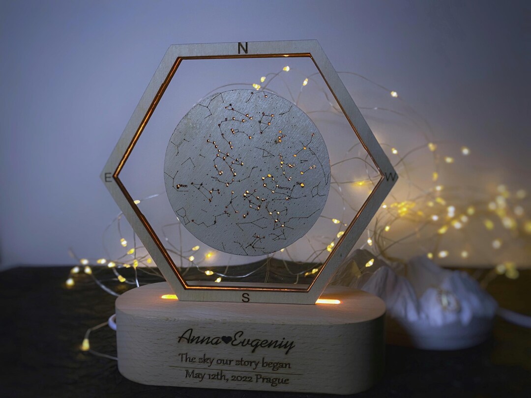 Personalized Star Map LED Lamp, Custom Star Map by Date, Star Map Night ...