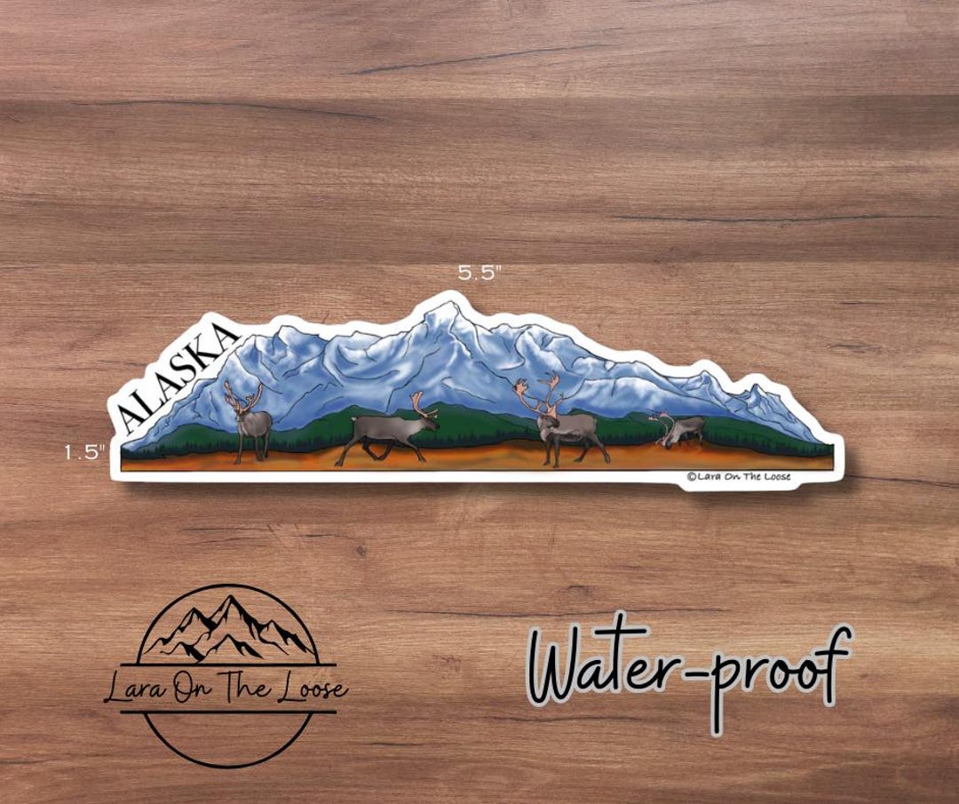 Sticker Waterproof Vinyl Caribou Sticker Mountain Decal Alaska Gift ...
