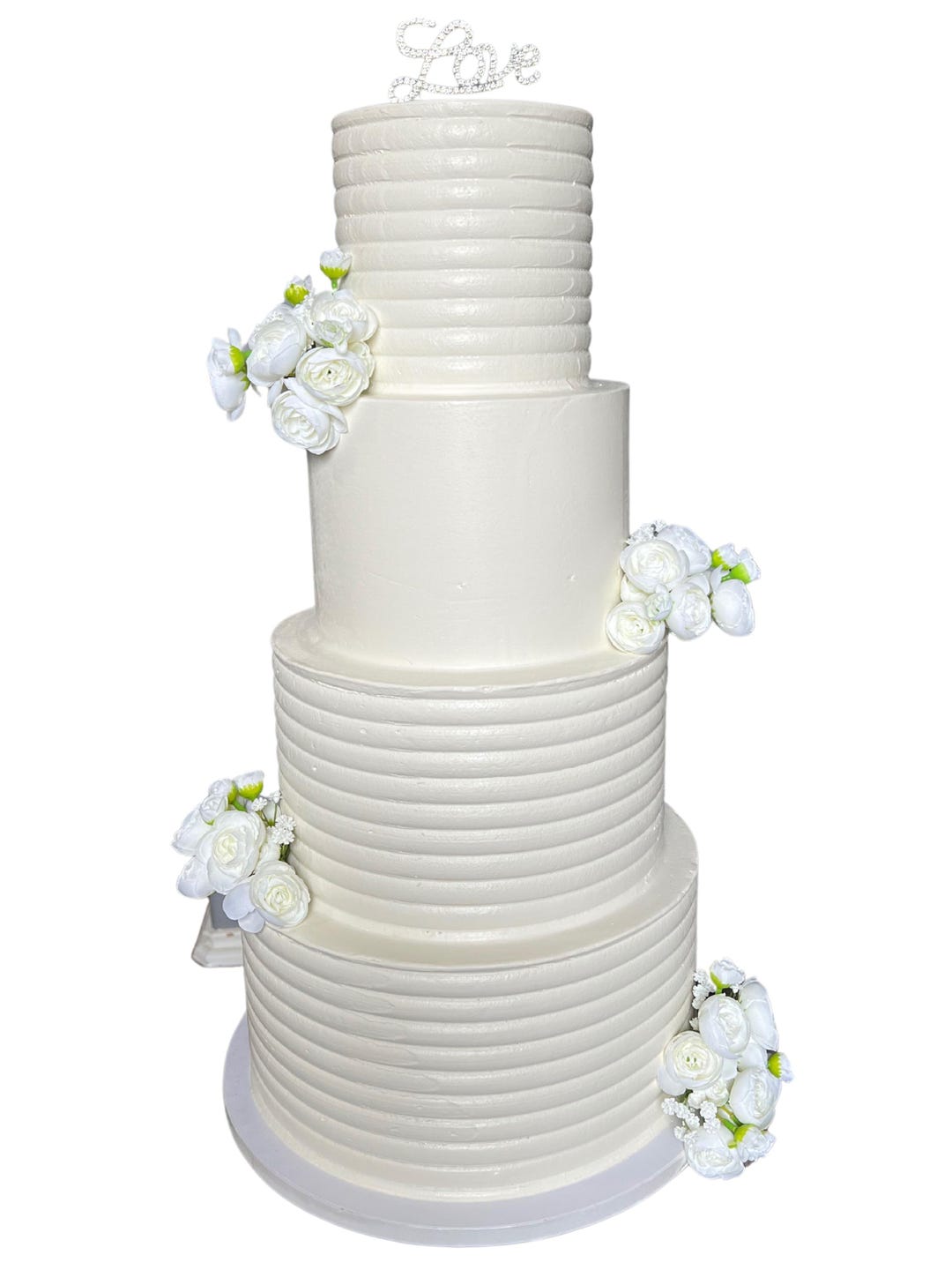 Four Tier Fake Cake With Ivory Flowers - Etsy