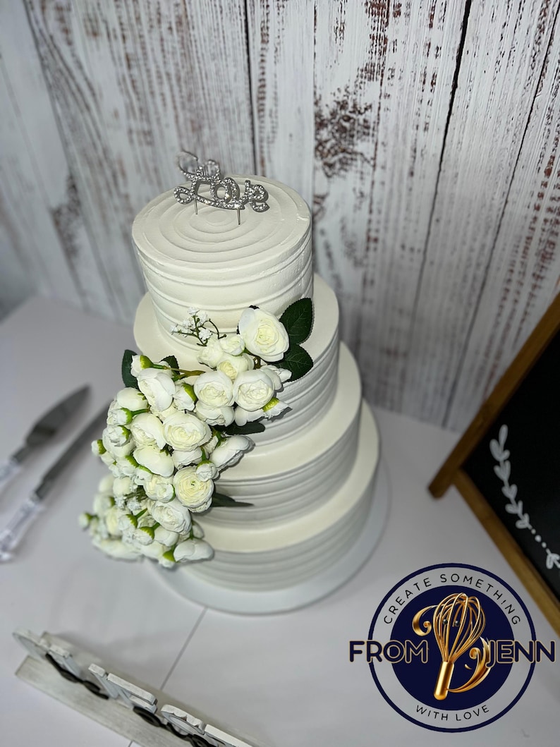 Four Tier Fake Cake With Ivory Flowers - Etsy