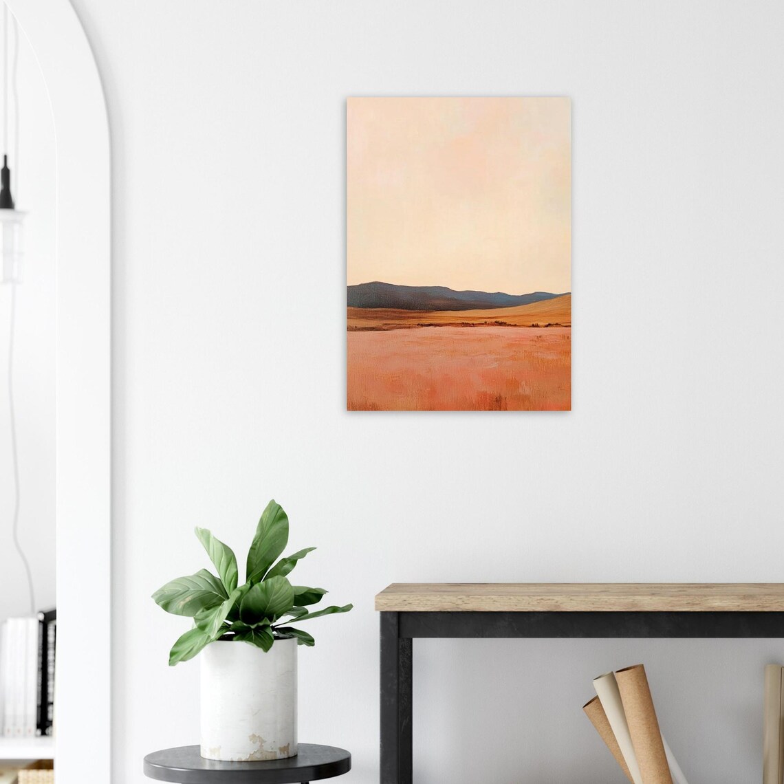 Desert Dreamscape Poster - Minimal Oil Painting of Southwest Landscape ...