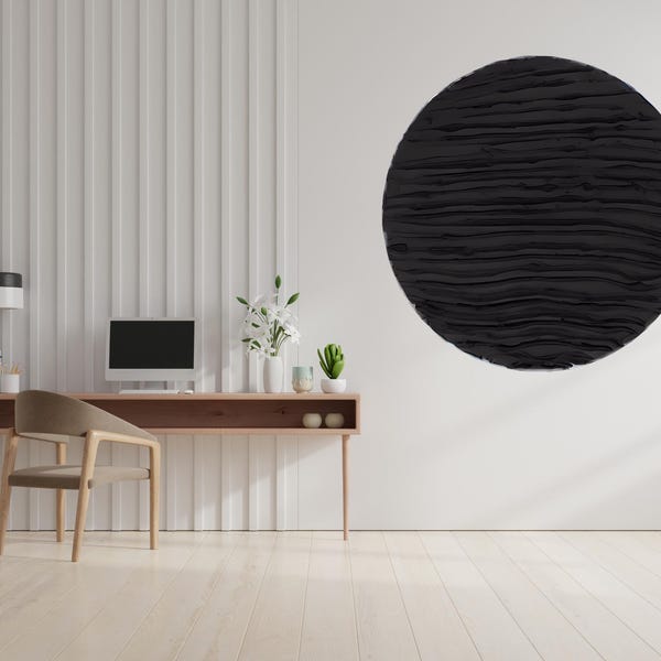 Round Black Textured Art - Etsy