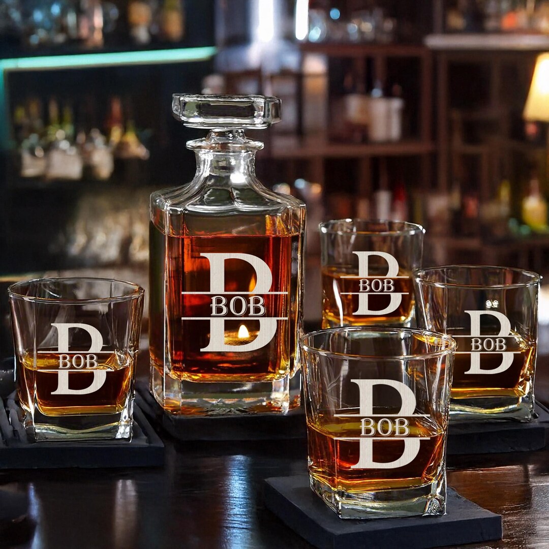 Custom Whiskey Decanter Set With Glasses, Personalized Decanter Set ...