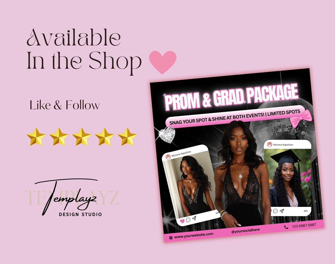 Prom and Grad Event Flyer, Graduation Promo, Prom Queen, DIY Event ...