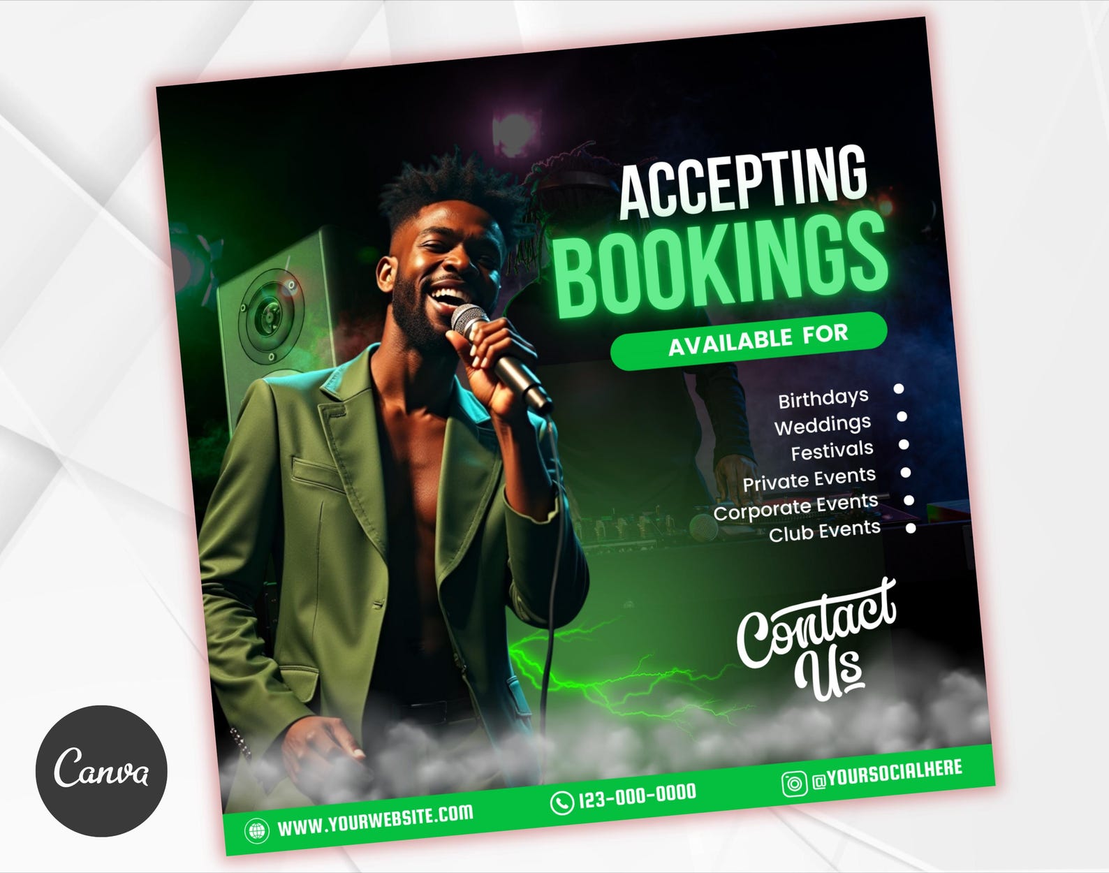 DJ Services Booking Flyer, Editable DJ Promo Poster for Birthdays ...