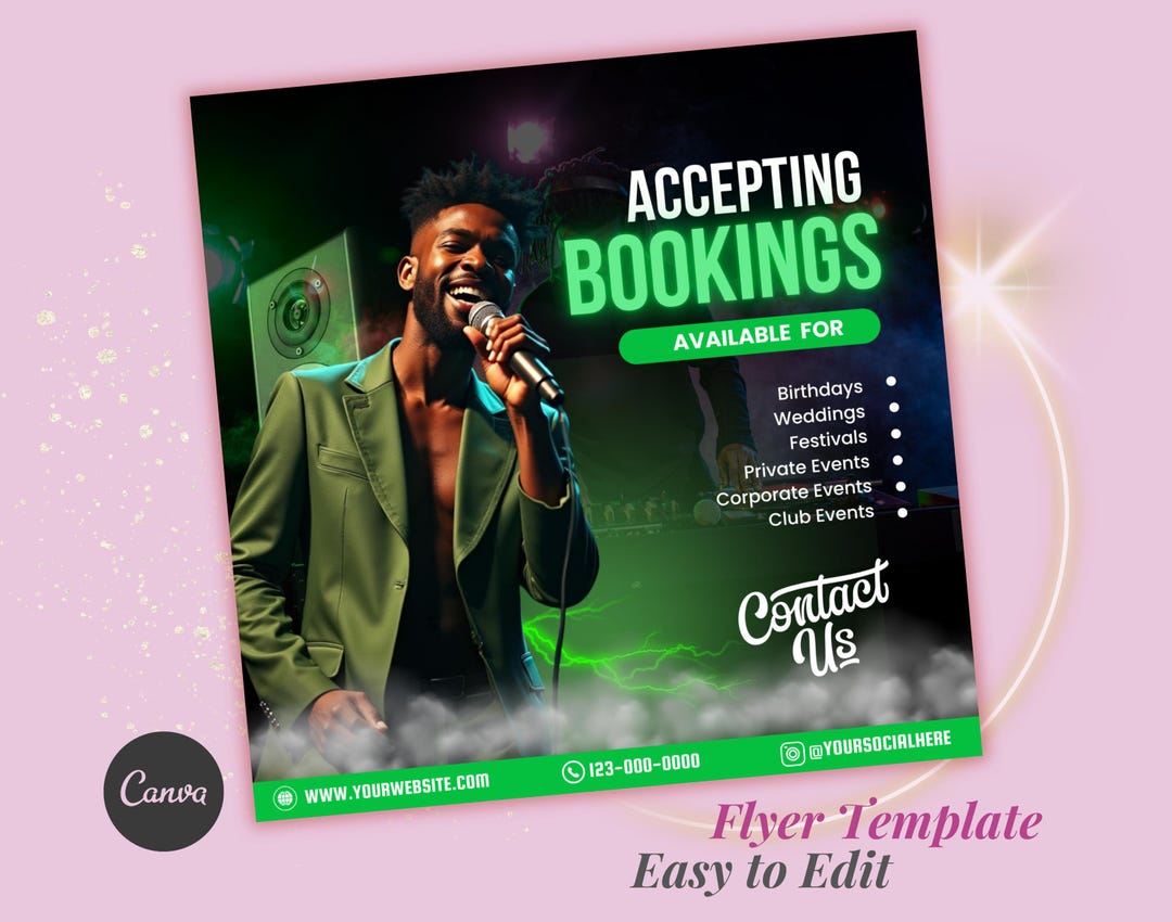 DJ Services Booking Flyer, Editable DJ Promo Poster for Birthdays ...