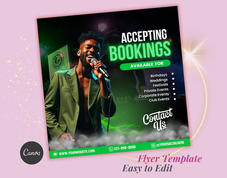 DJ Services Booking Flyer, Editable DJ Promo Poster for Birthdays ...