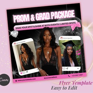 Prom and Grad Event Flyer, Graduation Promo, Prom Queen, DIY Event ...