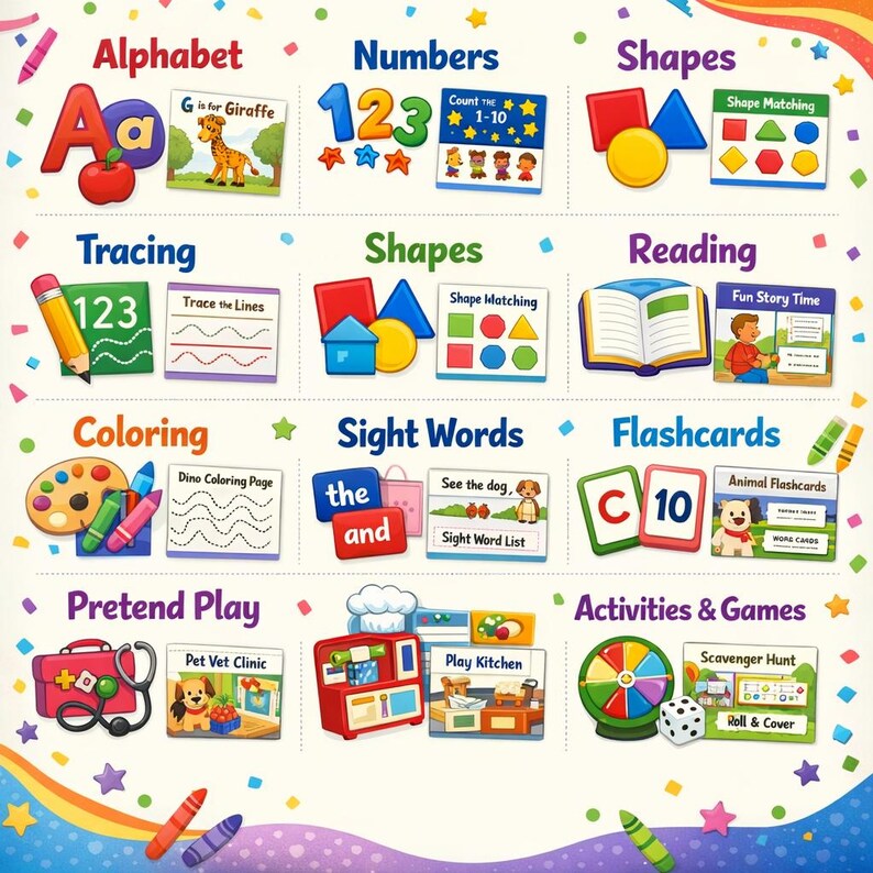 Kids Educational Bundle Printable | Preschool Learning Worksheets ...