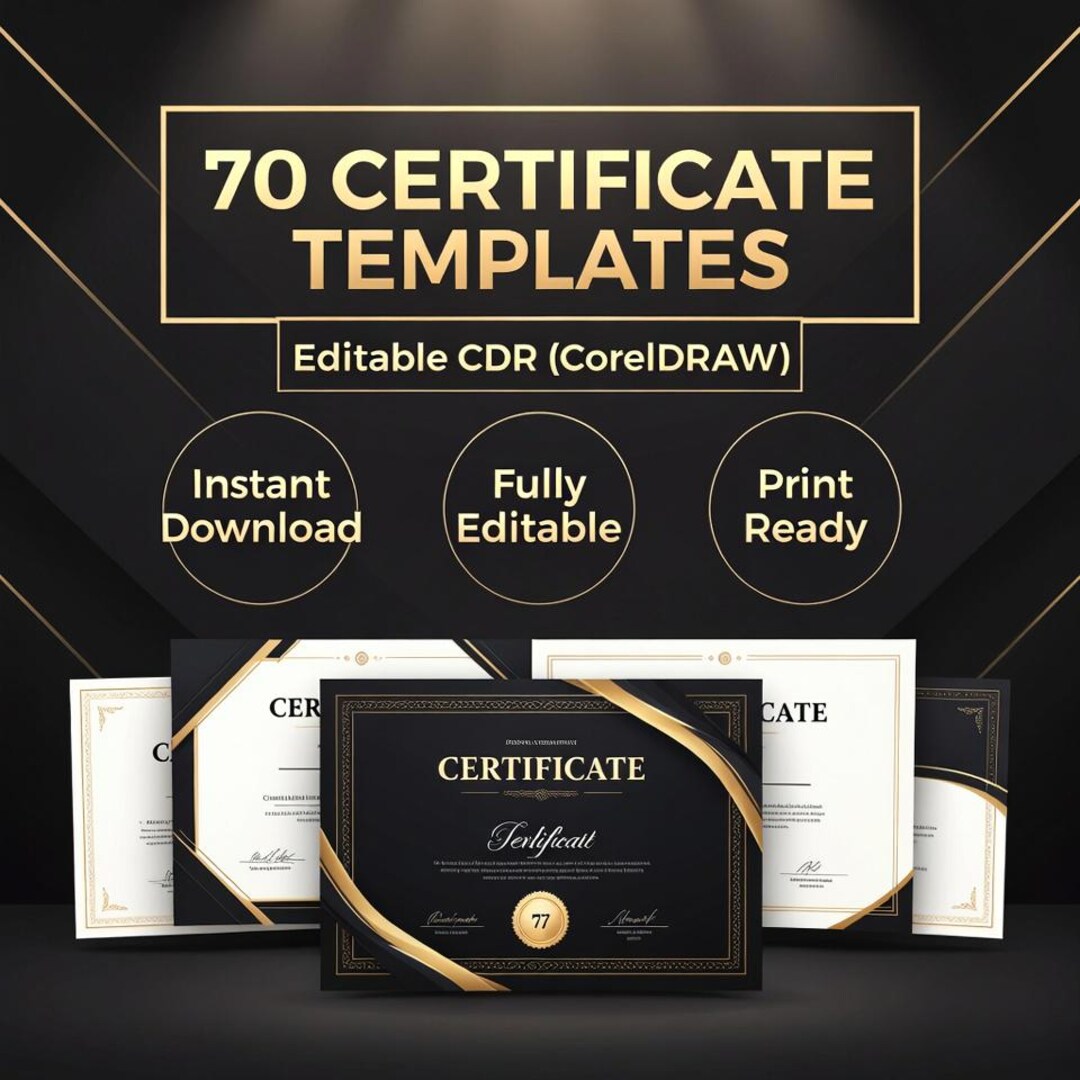 70 Certificate Templates Bundle | Editable CDR (coreldraw ...