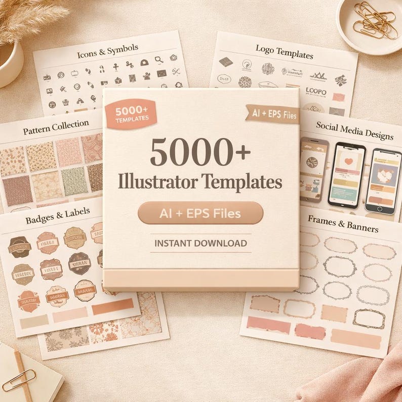 5000+ Adobe Illustrator Vector Templates Bundle | AI + EPS | Logos ...