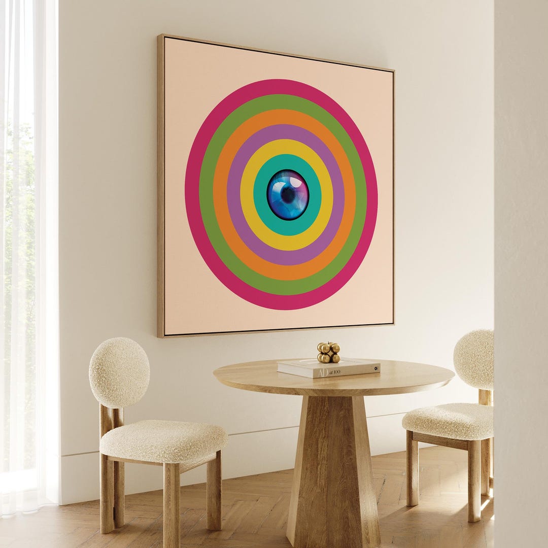 Retro Rainbow Bullseye Print | Colorful Eye Art (digital Download) - Etsy
