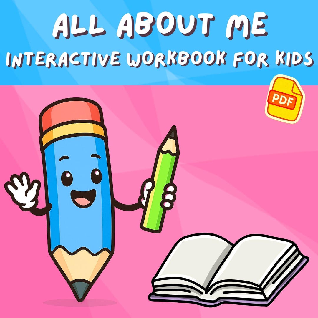 Kids All About Me Journal: Printable Writing & Coloring Activity Book ...