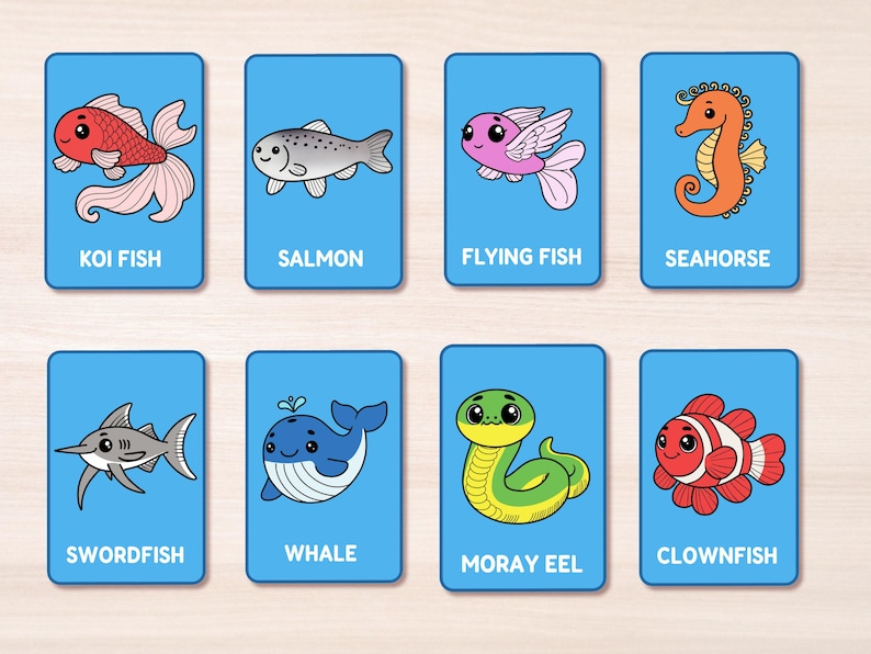 Fish Coloring Pages + Flashcards PDF for Kids – Printable Ocean ...