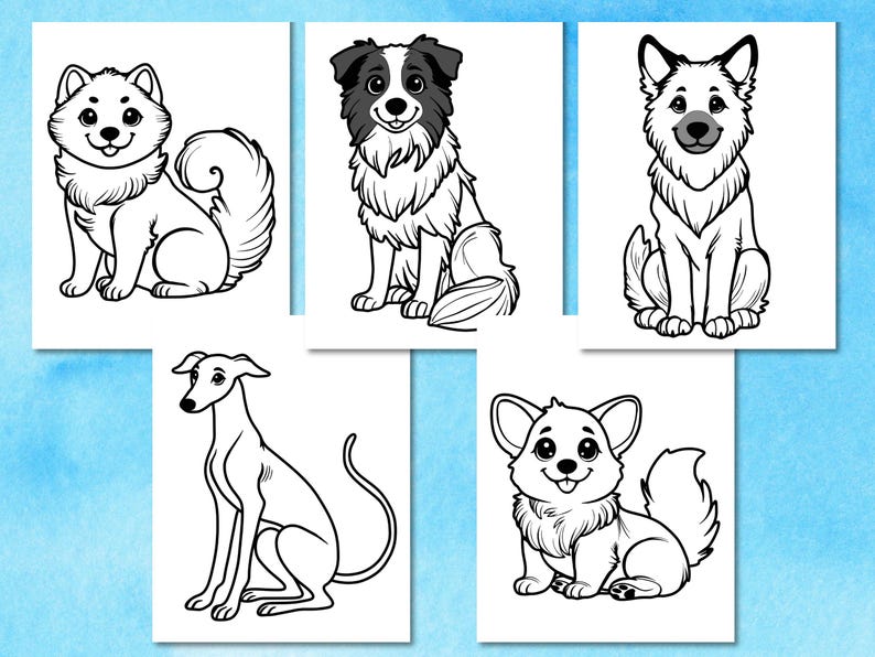 Dog Coloring Pages PDF – 20 Printable Flashcards & Coloring for Kids ...