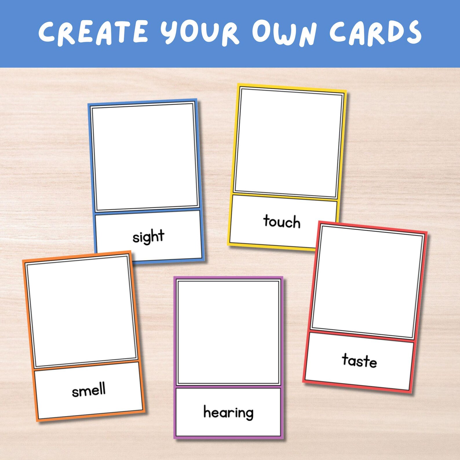 Montessori Five Senses Cards: Watercolor Sensory Learning Game (PDF ...
