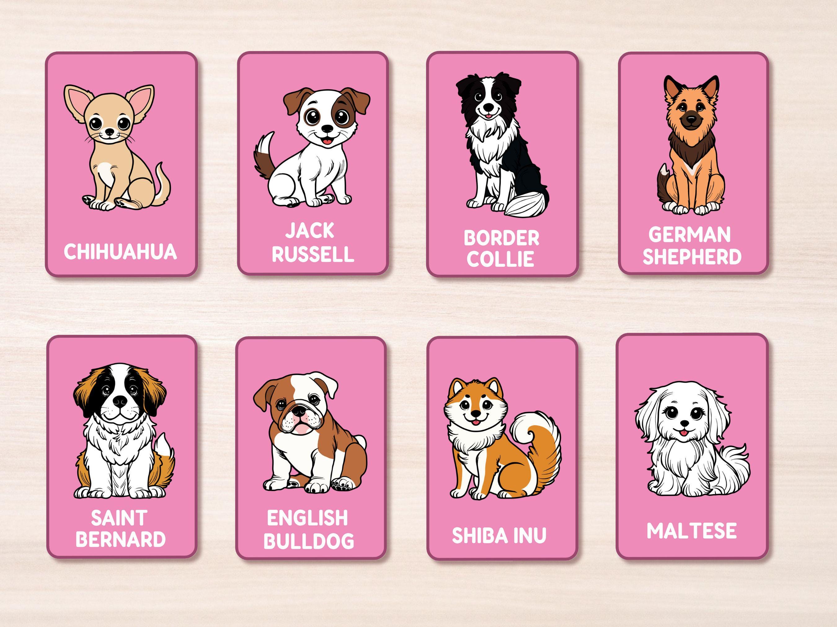 Dog Coloring Pages PDF – 20 Printable Flashcards & Coloring for Kids ...