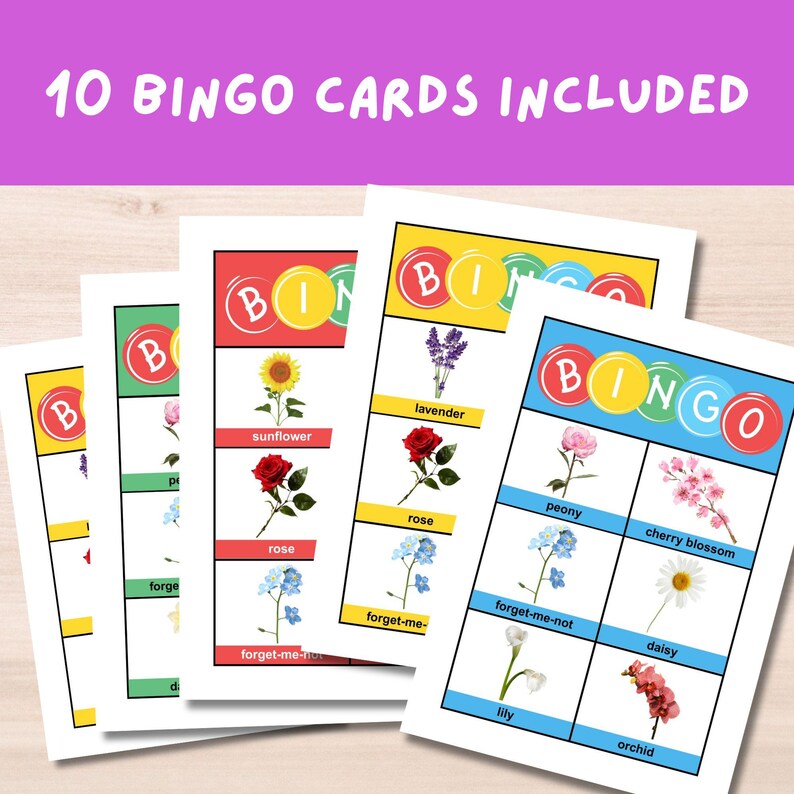 Montessori Flower Cards: 3-part Nomenclature + Bingo Game (PDF) - Etsy